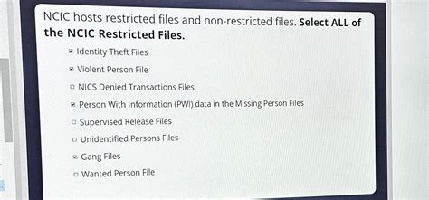 Solved Ncic Hosts Restricted Files And Non Restricted Files