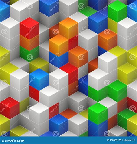 Cubes Seamless Background Colorful Randomly Stacked Structure Stock
