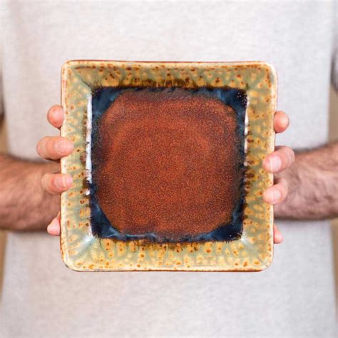 Buy Medium Rustic Red Handmade Ceramic Square Plate