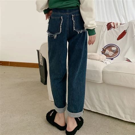 와이드 레그 청바지 스트레이트 루즈 아빠 바지 하이 웨이스트 진 여성용 디자인 센스 틈새 패션 가을 2022 신제품 Aliexpress