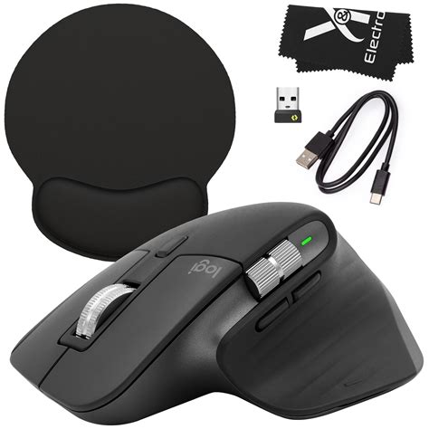 Logitech MX Master 3S Wireless Mouse With Black Mousepad And Microfiber Cloth Logitech MX