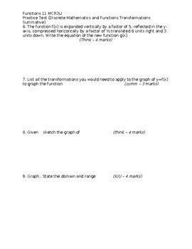 MCR U Functions Practice Test Sequences Series And Function Transformations