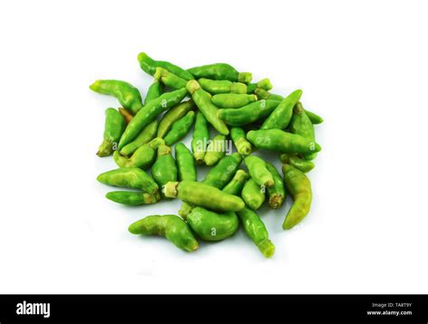 Thai Green Chilli Pepper Isolated On White Background Other Names