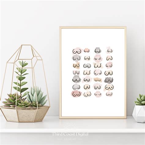 Line Art Nude Breasts Digital Download Boobs Printable Wall Art
