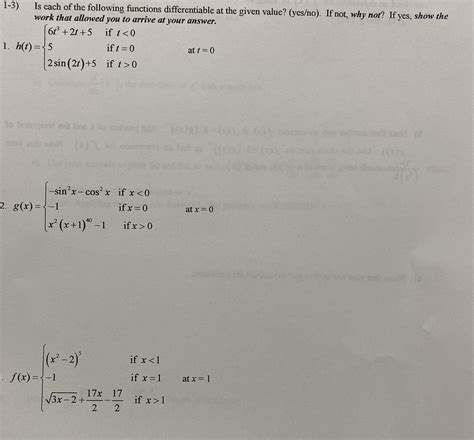 calculus how do i prove if the following functions are differentiable