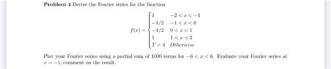 Solved Problem Derive The Fourier Series For The Function Chegg Com
