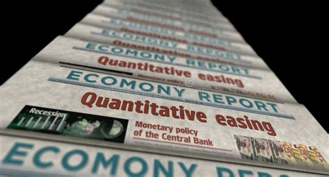 Quantitative Easing Crisis And Inflation Newspaper Printing Media Stock