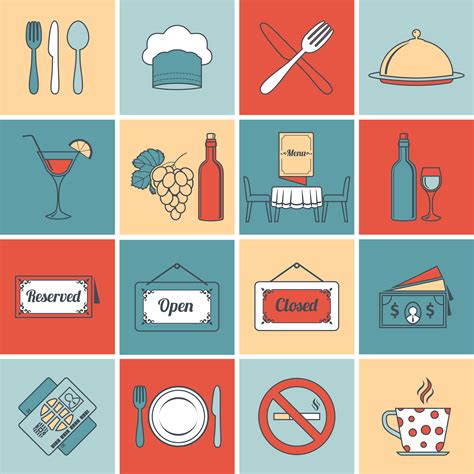 Restaurant Icons Set Flat Line 427682 Vector Art At Vecteezy