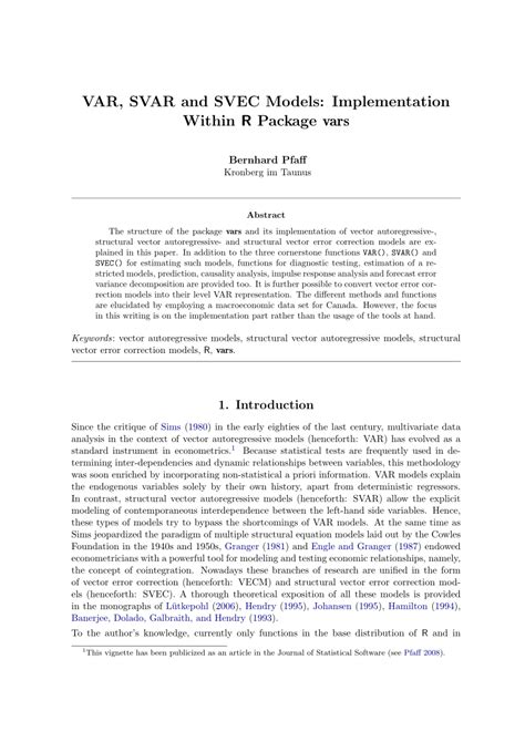 Pdf Var Svar And Svec Models Implementation Within R Package Vars