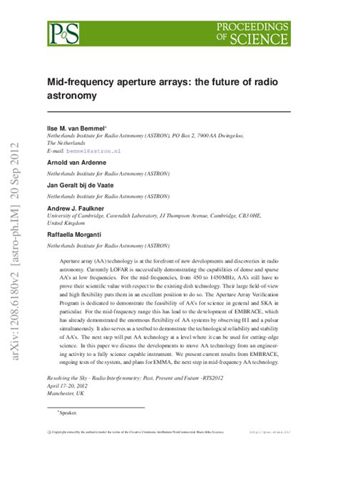 Pdf Mid Frequency Aperture Arrays The Future Of Radio Astronomy