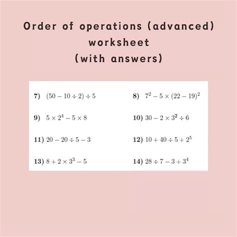 Order Of Operations With Fractions Worksheet Download And Print Now