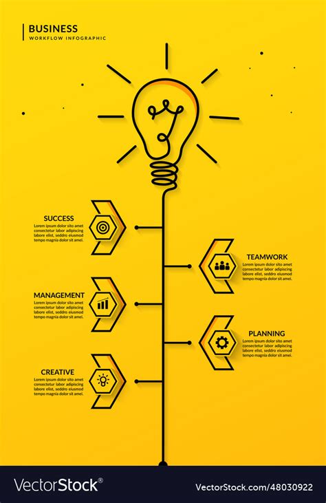 Outline Light Idea Workflow Template Business Vector Image