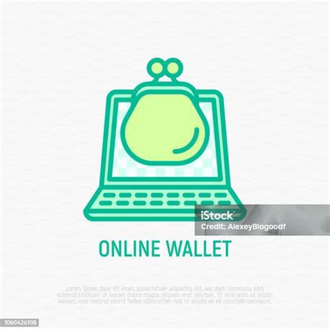 온라인 지갑 애플 리 케이 션 선 아이콘 노트북 선 아이콘 지갑 현대 벡터 일러스트입니다 개념에 대한 스톡 벡터 아트 및 기타 이미지 Istock