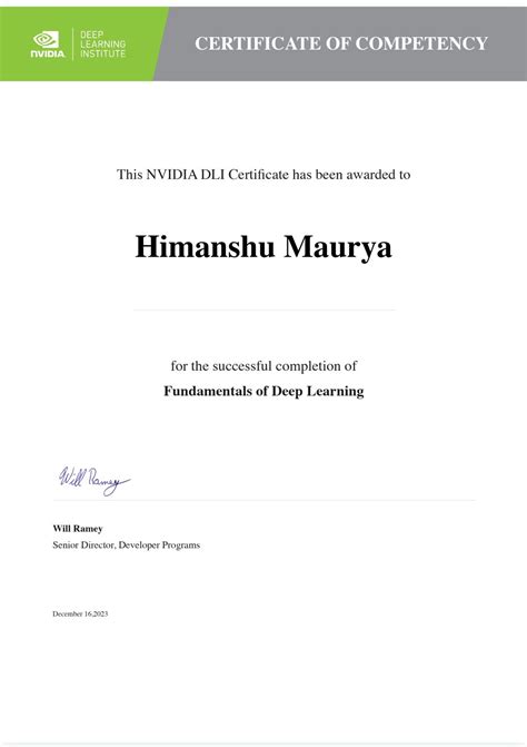 Earned Deep Learning From Nvidia Himanshu Maurya Posted On The Topic