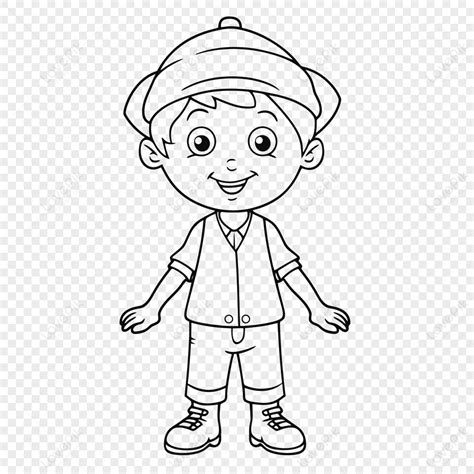 모자 개요 스케치 드로잉으로 페이지를 색칠하는 소년 벡터다리웃다 Png 일러스트 무료 다운로드 Lovepik