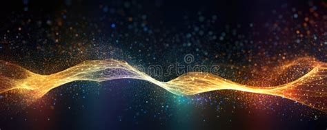 Minimalistic Background With Digital Data Streams And Glowing Particles Representing The Flow