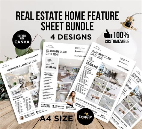 Real Estate Home Feature Sheet Flyer Real Estate Marketing House