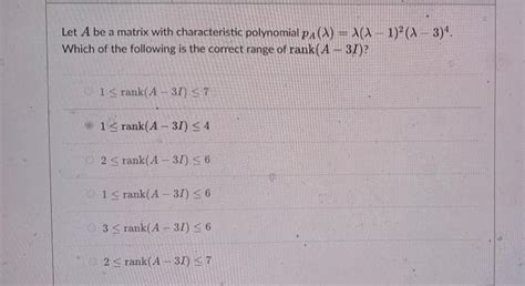 Solved Let A Be A Matrix With Characteristic Polynomial Pa