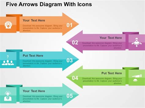 Five Arrows Diagram With Icons Powerpoint Templates