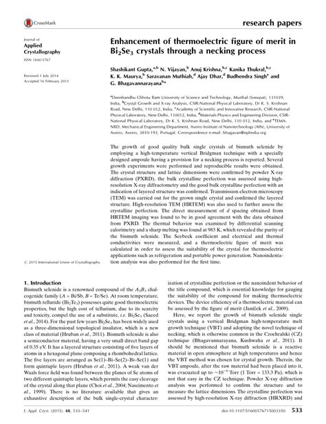 Pdf Enhancement Of Thermoelectric Figure Of Merit In Bi2se3 Crystals Through A Necking Process