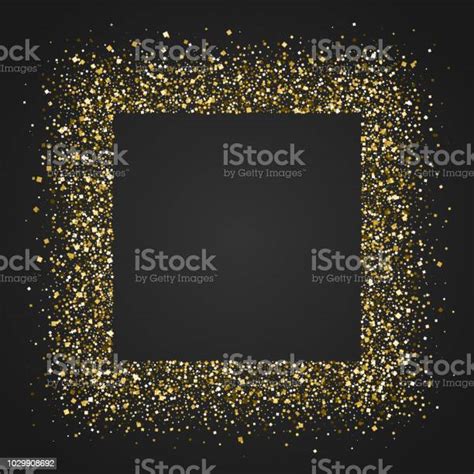 빛나는 먼지와 사각형 프레임입니다 빛나는 황금 텍스처 표지 책 레이아웃 고급 초대장 생일 또는 휴일 카드 인증서에 대 한 반짝이