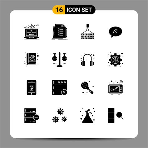 Editable Vector Line Pack Of 16 Simple Solid Glyphs Of Sand Chat Planning Message Construction