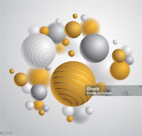 추상 구 벡터 배경 선으로 장식 된 비행 공의 구성 3d 혼합 사실적인 글로브 필드 효과의 현실적인 깊이 3차원 형태에 대한 스톡 벡터 아트 및 기타 이미지 Istock