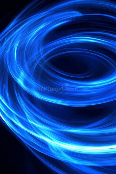 Abstract Blue Circular Light Trails On Black Background Swirling Glowing Energy Motion