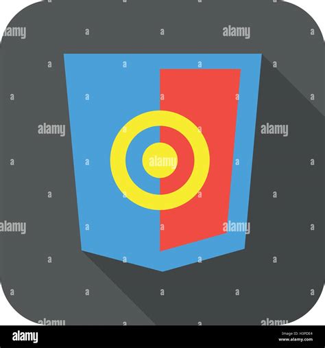 Vector Web Development Shield Sign Html5 Javascript Aim Symbol Icon On Grey Badge With Long