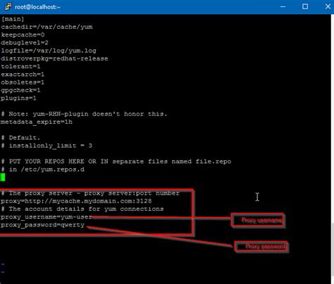 configure yum for proxy server