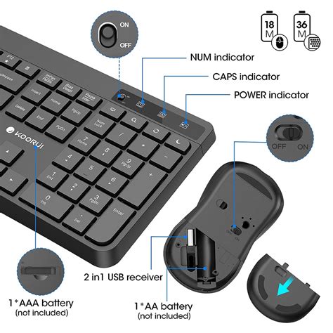 Koorui Bk0104 Wireless Keyboard And Mouse Combos 2 4g Silent Full Size Keyboard 3dpi Mouse