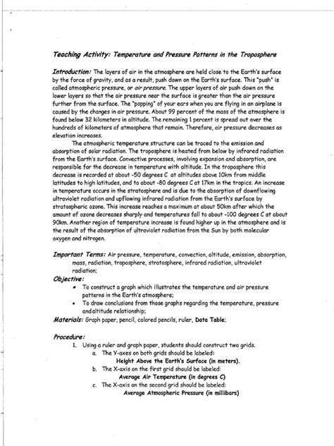 Temperature And Pressure Patterns In The Troposphere Pdf