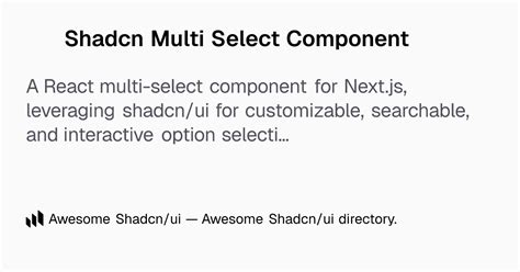 Shadcn Multi Select Component Versatile Shadcnui Multi Select For Dynamic Nextjs Forms