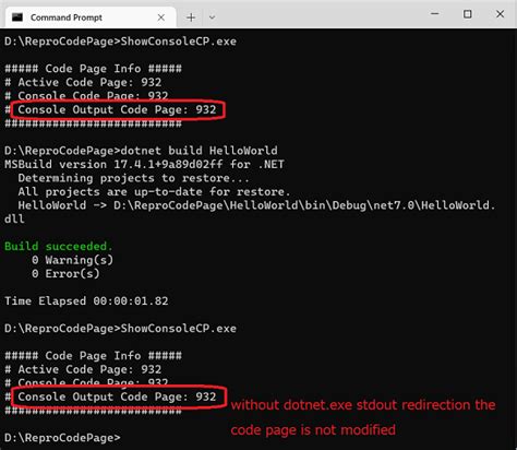 Net Sdk S Dotnet Exe Change The Attached Terminal Code Page When Its Standard Output Is