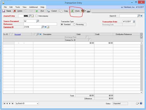 Dynamics Gp2013 R2 Journal Entry Feature