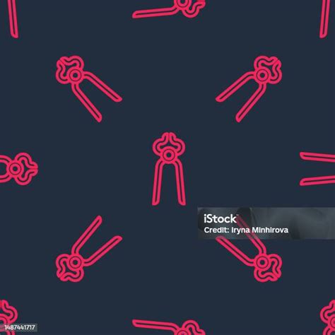 빨간 선 대장장이 펜치 도구 아이콘은 검은색 배경에 분리된 매끄러운 패턴입니다 벡터 갈고리 발톱에 대한 스톡 벡터 아트 및 기타 이미지 갈고리 발톱 강철 건설 산업