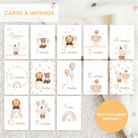 Cartes étapes Bébé Carte De Naissance Cartes Mois Bébé Carte Bébé