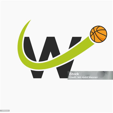 편지 W 개념에 농구 로고입니다 바스켓 클럽 심볼 벡터 템플릿 경기 스포츠에 대한 스톡 벡터 아트 및 기타 이미지 경기 스포츠 경쟁 공 스포츠 장비 Istock