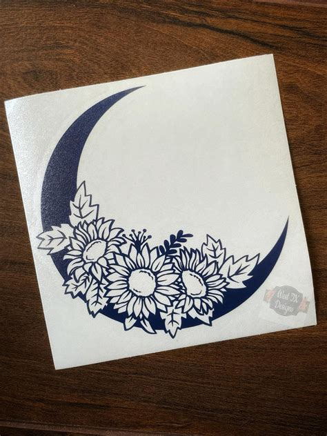 Moon Decal Moon Sticker Crescent Moon Decal Floral Decal Floral Moon