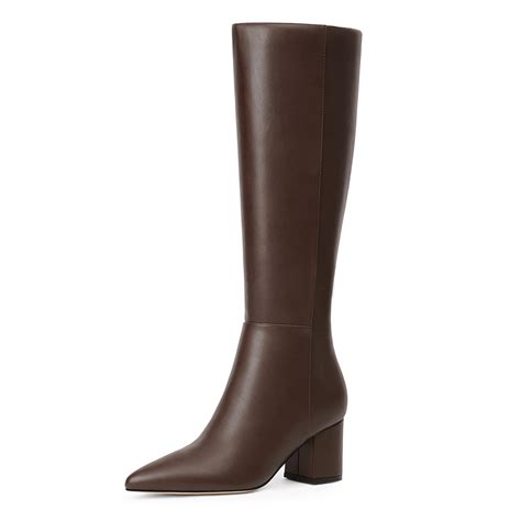 Easyfox Knee High Brown Boots For Women Brown Leather Womens Boots
