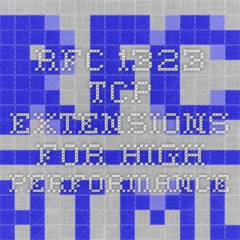 Rfc 1323 Tcp Extensions For High Performance