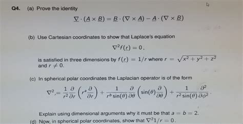 solved q4 a prove the identity v a x b b v x a