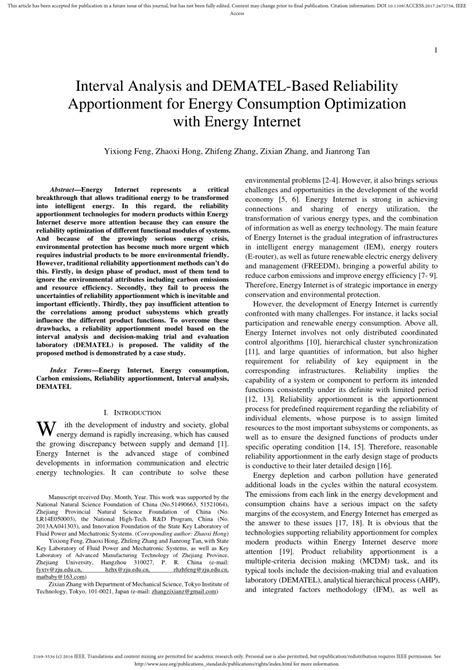 Pdf Interval Analysis And Dematel Based Reliability Apportionment For Energy Consumption