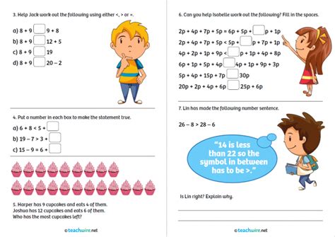Y1 Activities For Comparing Number Sentences Spring Term Block 1 Addition And Subtraction