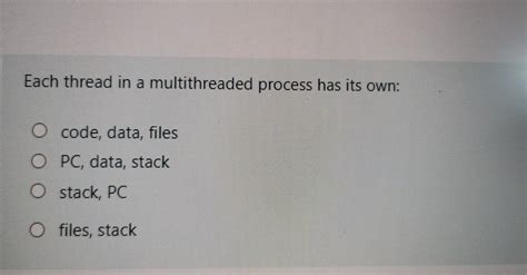 Solved Each Thread In A Multithreaded Process Has Its Own O