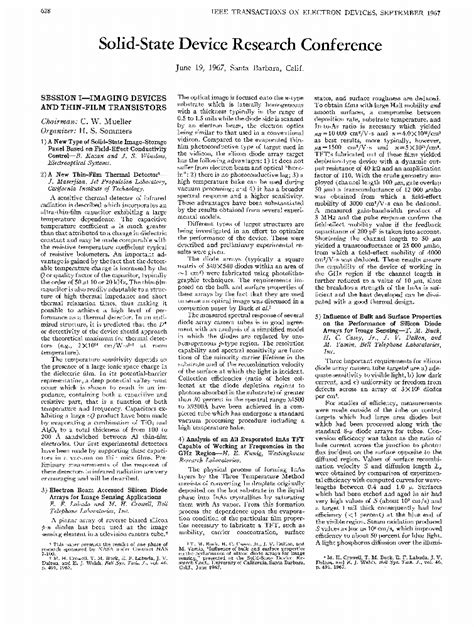 Influence Of Bulk And Surface Properties On The Performance Of Silicon Diode Arrays For Image