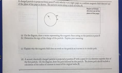 Solved A Charged Particle Is Projected From Point P With Chegg