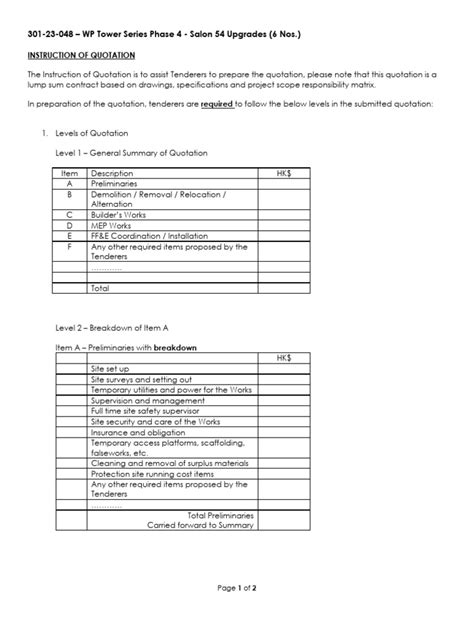 10 Attachment 4 Instruction Of Quotation Pdf