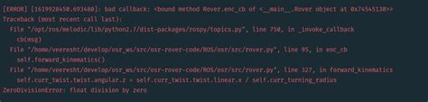 Seeing Zerodivisionerror When Odometry Is Enabled · Issue 134 · Nasa Jplosr Rover Code · Github