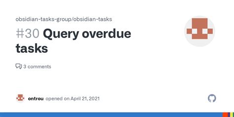 Query Overdue Tasks · Issue 30 · Obsidian Tasks Groupobsidian Tasks · Github